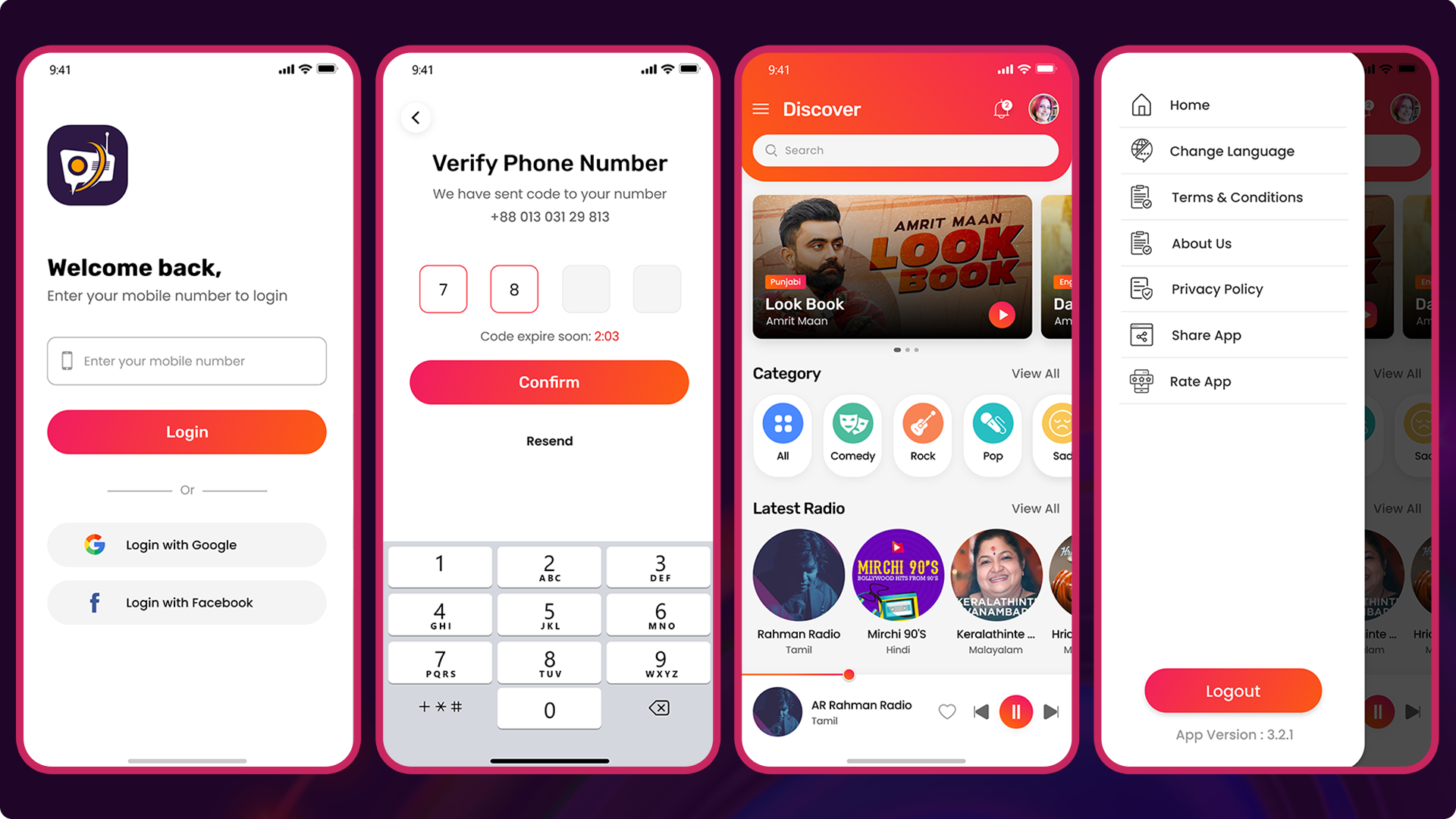 DTRadio - Online Radio flutter (iOS - Android) full application with admin panel by DivineTechs